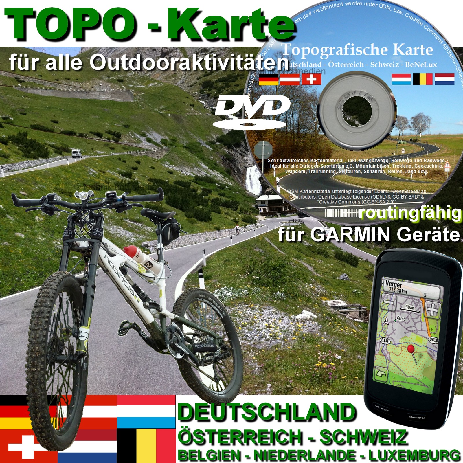 TOPO Karte GARMIN Edge GPS Oregon DEUTSCHLAND Österreich SCHWEIZ ...