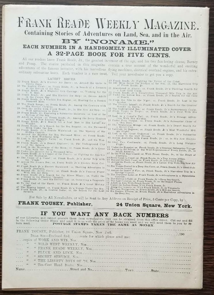 FRANK READE WEEKLY MAGAZINE #79 - April 29, 1904 - Dime Novel Nickel ...