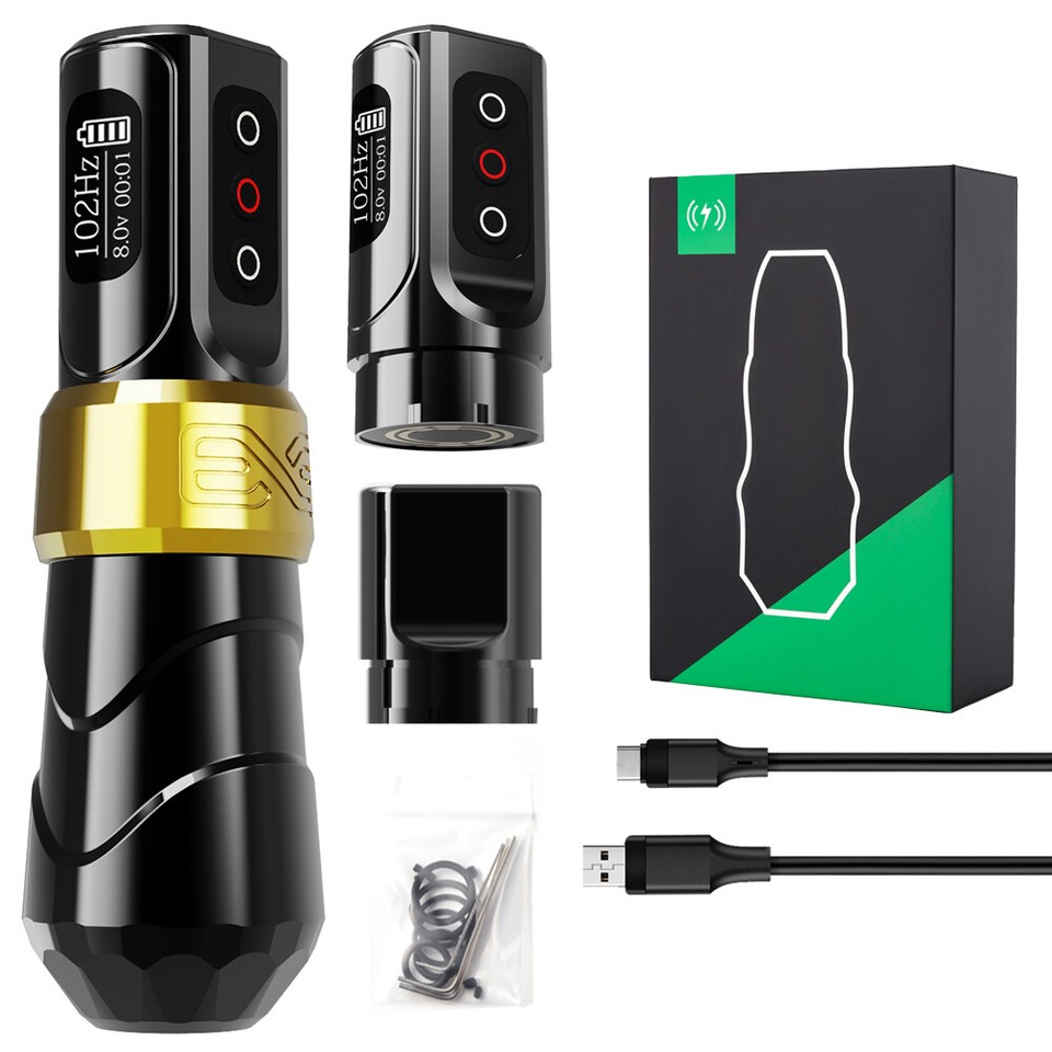 Wireless Tattoo Machine Pen Rotary Coreless Motor 2400mAh Battery LED ...