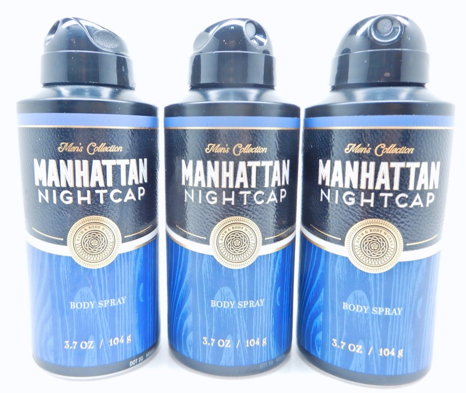 3 BATH & BODY WORKS MEN'S COLLECTION MANHATTAN NIGHTCAP BODY SPRAY MIST ...