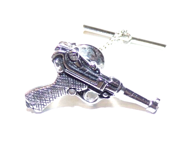 Vintage German Luger Pistol Tie Tack Silver Tone Metal Handgun Pin Gun ...