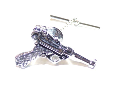 Vintage German Luger Pistol Tie Tack Silver Tone Metal Handgun Pin Gun ...