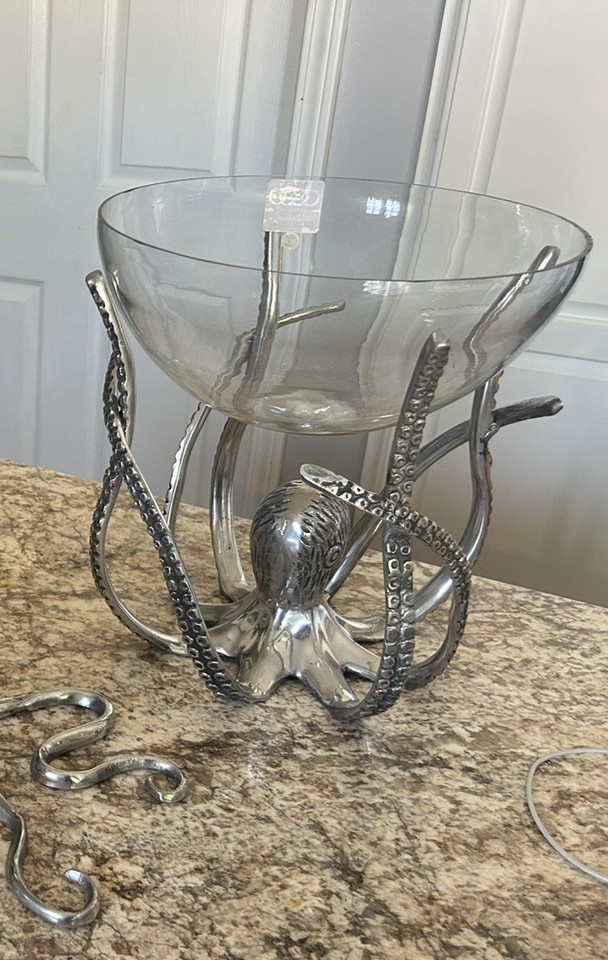 NEW! Wine Cooler Octopus Aluminum Nikel Plated Silver Wine Champagne ...