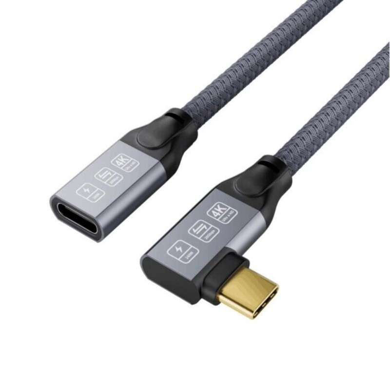 Right Angle/Straight Head USB C Extension Cable 20Gbps 240W for Fast ...