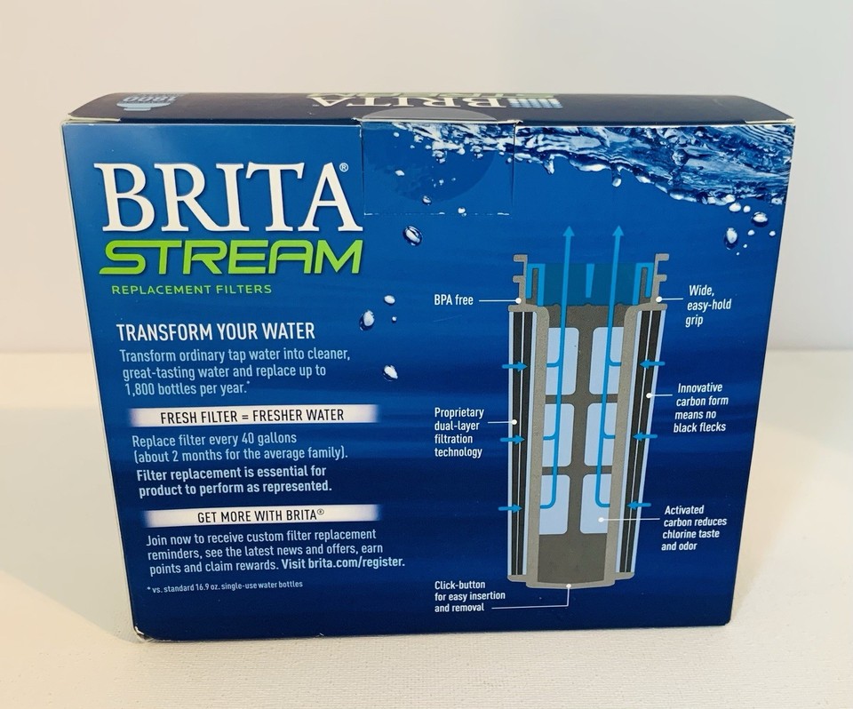 NEW Genuine Brita Stream Pitcher Replacement Water Filters 3 Pack | eBay