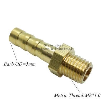 Metric Male Thread M8 M8x1.0 To 5mm Hose Barb Fitting Adapter Connector ...