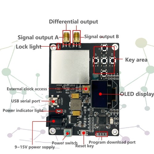 HMC830 PLL module 25M-3G with OLED on-board MCU RF signal source serial ...