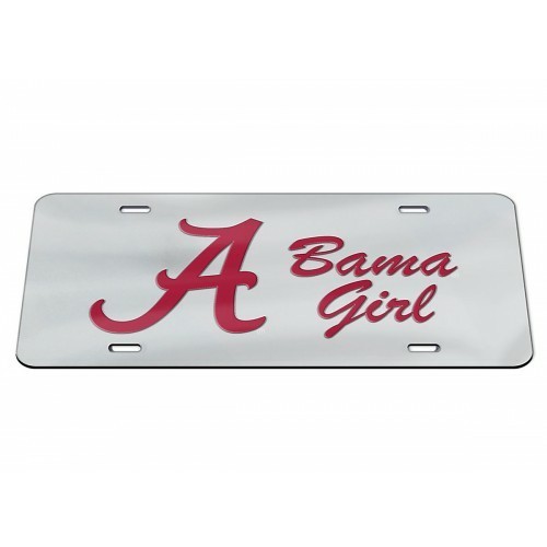 ALABAMA CRIMSON TIDE "BAMA GIRL" SILVER CRYSTAL MIRRORED CAR LICENSE ...