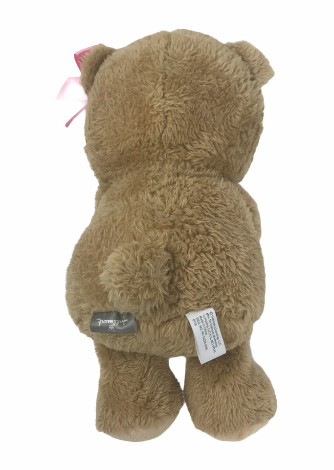Hallmark Bear Light Brown Teddy Bear Plush Stuffed Animal Pink Bow ...