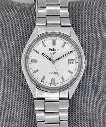 Vintage Pulsar by Seiko Y147-9839 Stainless Steel Analog/Date Men's ...