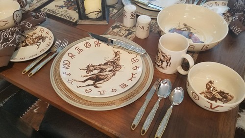 Cowboy Living Broncs & Brands 12 Piece Dinnerware Set of Four Place ...