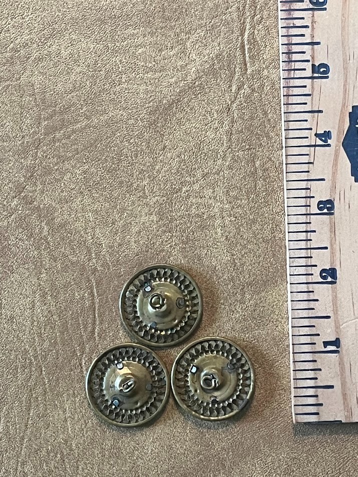 3 Antique Buttons Large Metal Buttons w/ Lithograph of Woman and Man ...