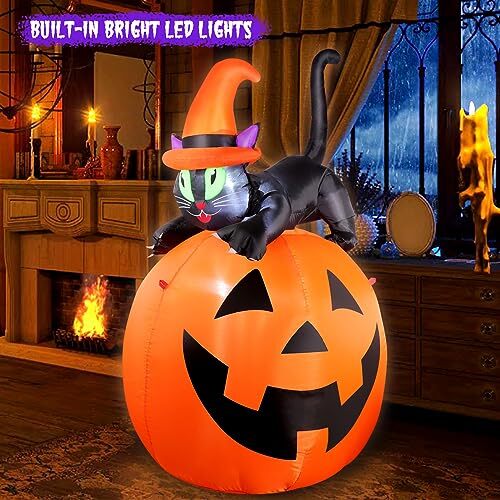5FT Halloween Inflatable Pumpkin Yard Decoration, Lighted Blow Up ...
