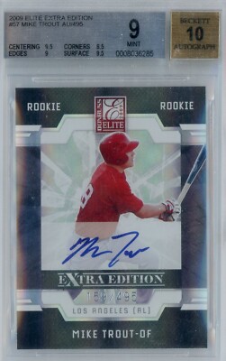 Mike Trout 2009 Donruss Elite Extra Edition Rookie Autograph /495 BGS 9 ...