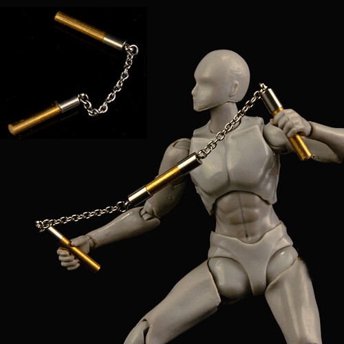 1/12 Metal Kungfu Nunchaku Three Section Staff for 6" Action Figure ...