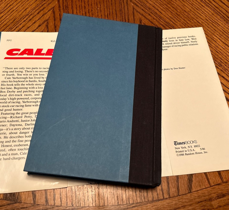 Cale Yarborough Hard cover book William Neely Signed By Author | eBay