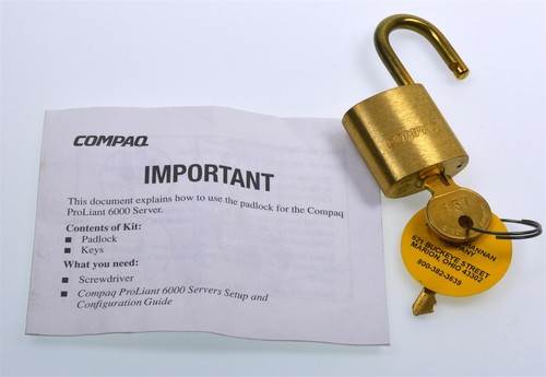 Vintage Wilson Bohannan COMPAQ Logo Power Supply Security Padlock w/ 2 ...