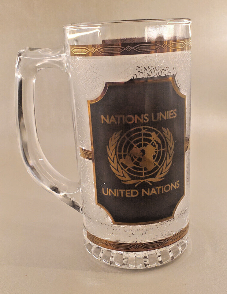 United Nations Glass Mug Logo Gold Ornate Cup | Culver Brand | eBay