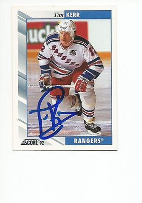 TIM KERR Autographed Signed 1992-93 Score card New York Rangers Flyers ...