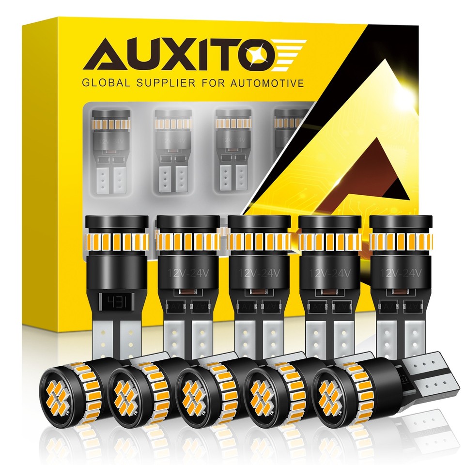 2X T10 168 Number Plate Bulbs Amber 501 Smd Led Yellow Side Light ...