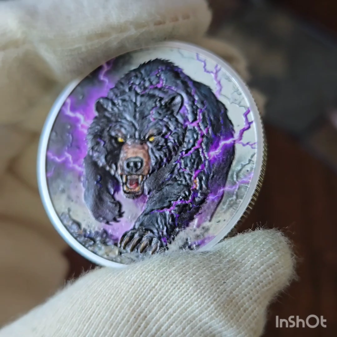 Black Bear 1oz. Pure Copper Colourized Bullion Round!! | eBay