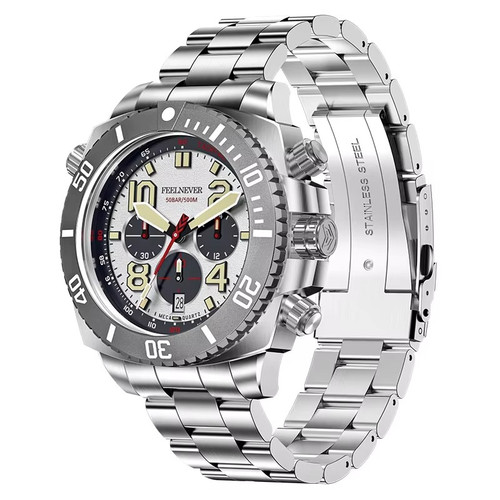 FeelNever Men’s Quartz 500M Waterproof Stainless Steel Diving Luminous ...