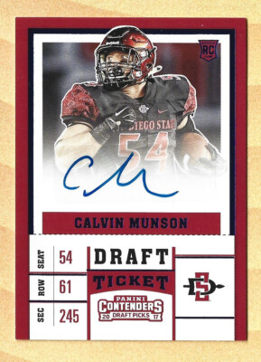 2017 Calvin Munson Contenders Draft Picks Draft Ticket Auto Rookie Card ...