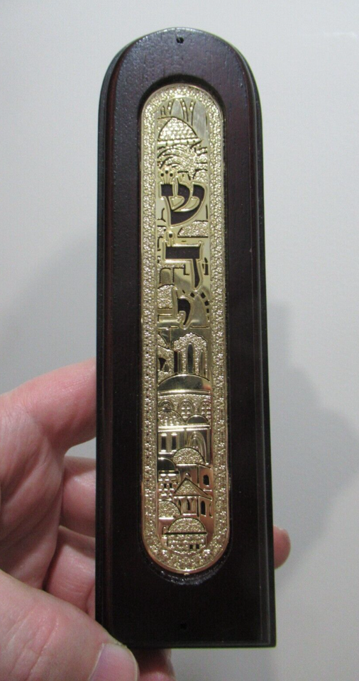 Mezuzah Porta, Nuovo, Legno Massello 24kt Placcato Oro, Matanel Regalo ...