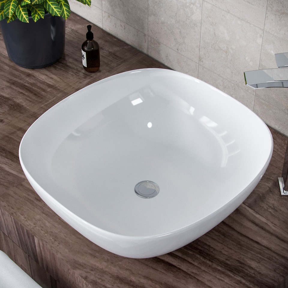 Bathroom Basin Sink Hand Wash Counter Top Wall Mounted Hung Ceramic ...