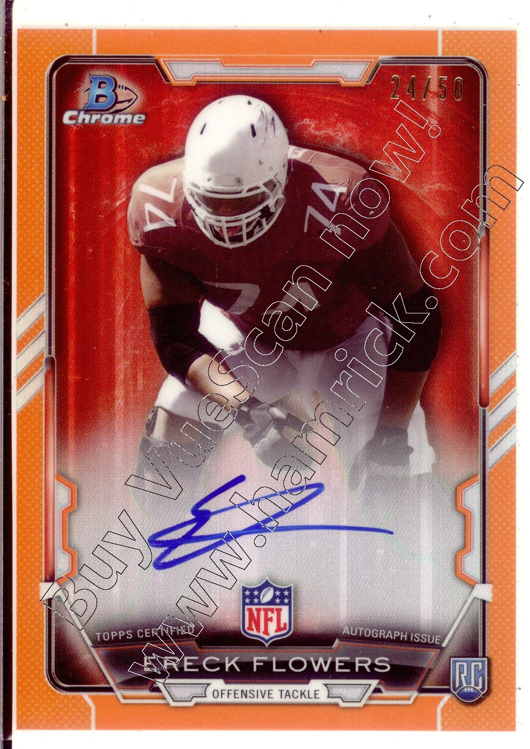 ereck flowers rookie rc draft auto autograph miami hurricanes canes ...