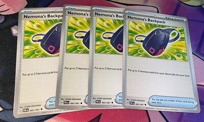 4x Nemona's Backpack - Pokemon S/V Paldean Fates 083/091 TCG Playset | eBay