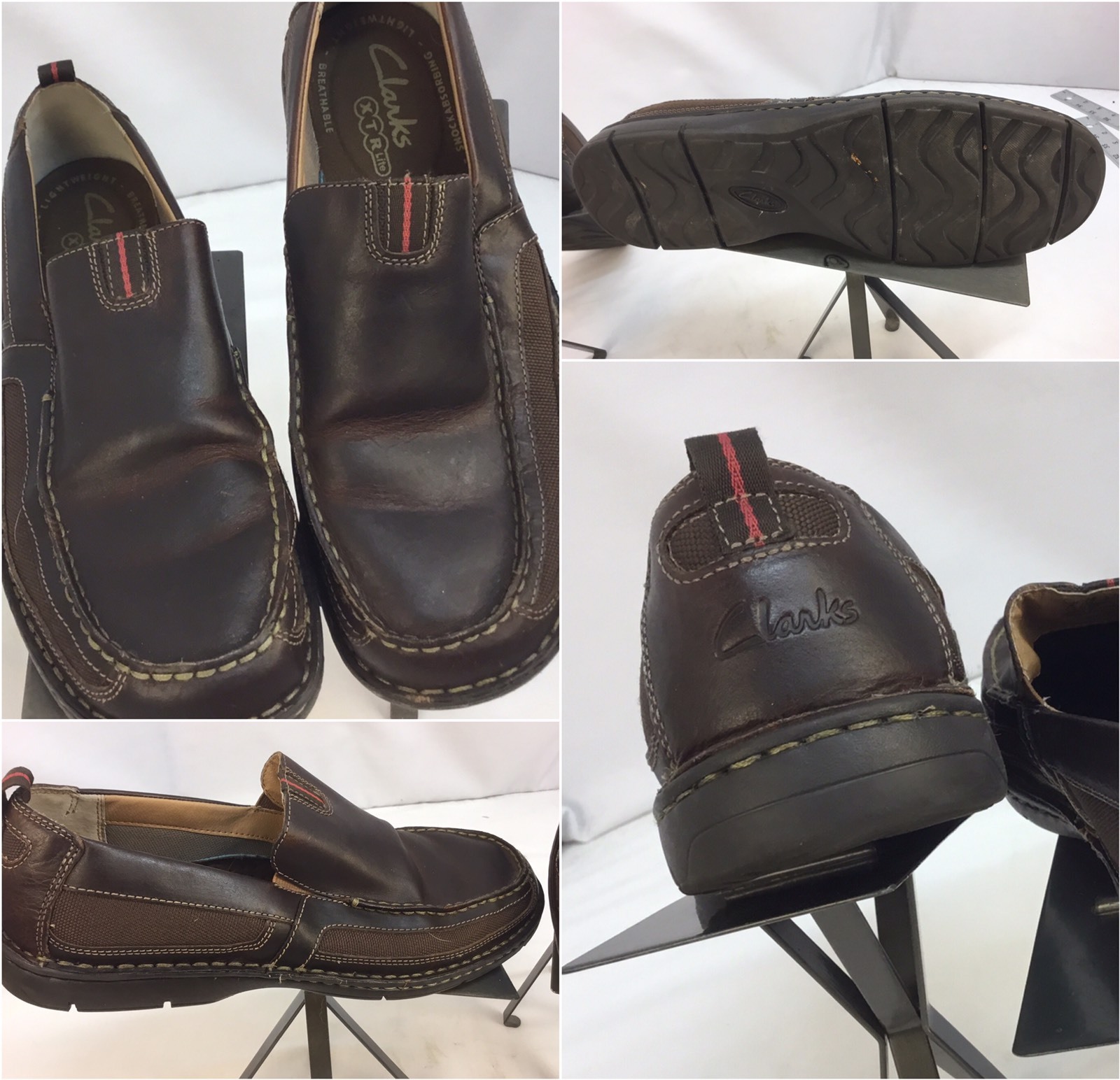 Clark's XTR Lite Loafers Shoes Sz 10 Men Brown Leather Slip On EUC YGI ...