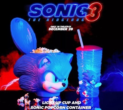 Sonic The Hedgehog 3 Regal Exclusive Popcorn Bucket And Light Up Cup ...