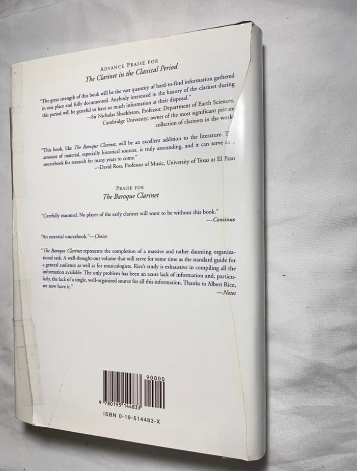 The Clarinet in the Classical Period Albert Rice 2003 HCDJ | eBay