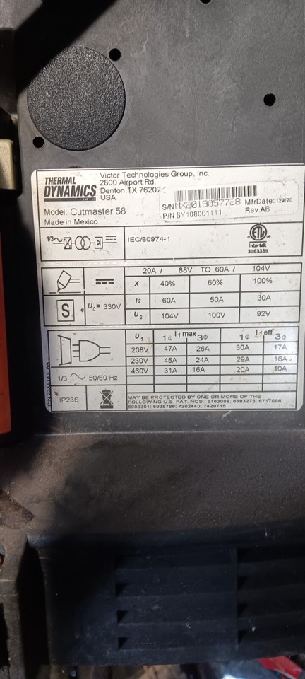 Thermal Dynamics Cutmaster 58 Plasma Cutter | eBay