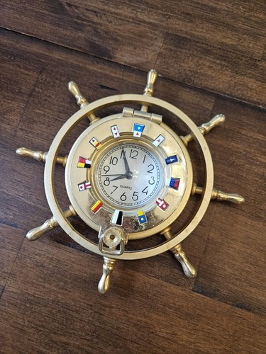 Flag Dial Nautical Ship Wheel with Brass Porthole Wall Decor Clock | eBay