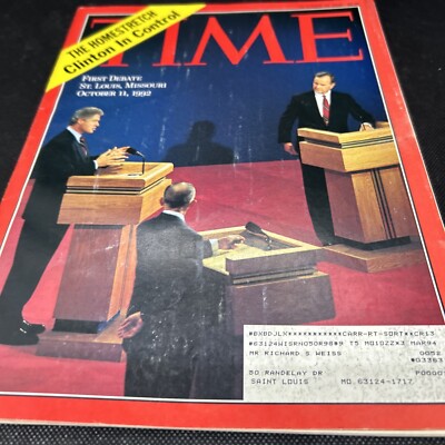 Time Magazine October 19, 1992 The Homestretch Clinton In Control | eBay