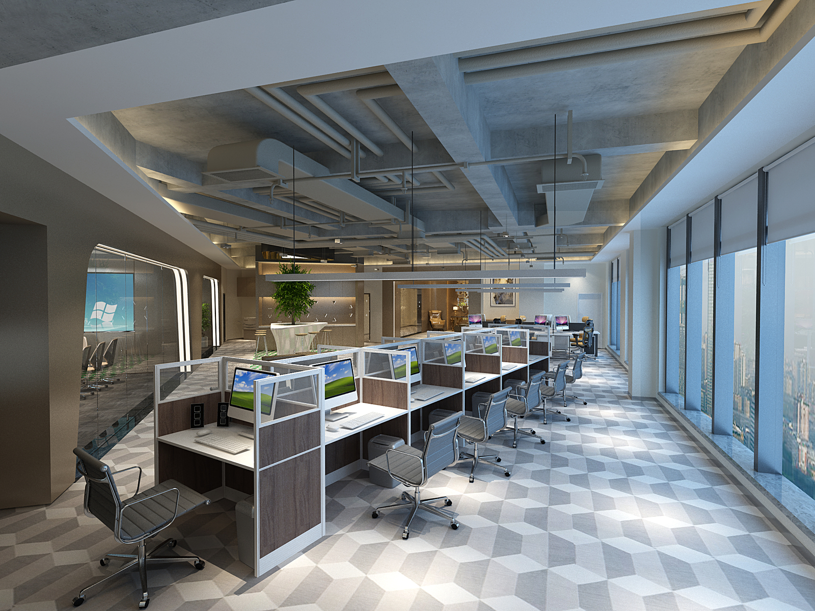 3X2 & 4x2 Cubicles -51″ H- 11 MAN U Shape Glazed Office Call Center -V ...
