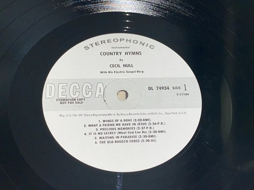 CECIL NULL Instrumental Country Hymns Vinyl Record Album Lp DECCA DL 74934 VG | eBay