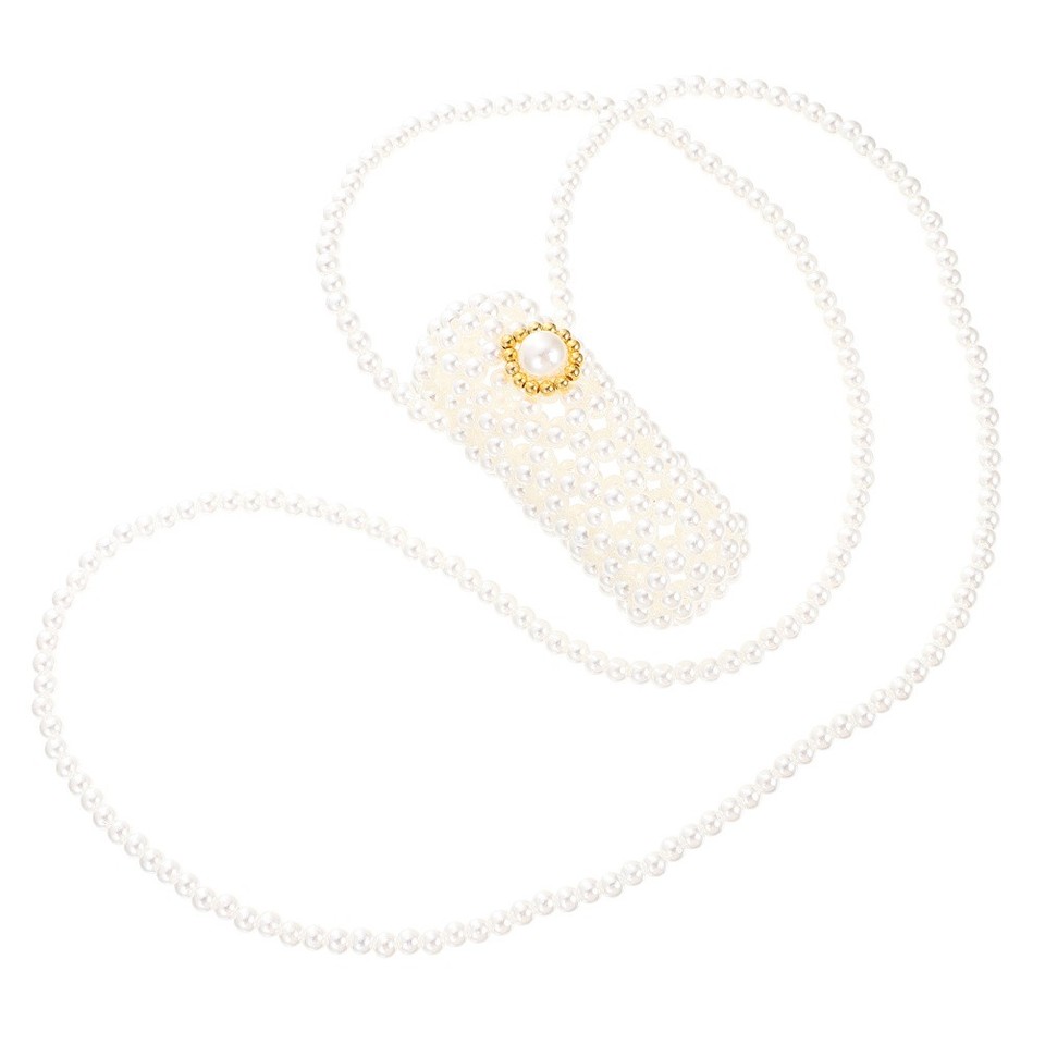 1pc Pearl Messenger Bag Hand-knitted Bag Mini Beaded Lipstick Pearl ...