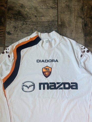 vintage as roma 2003-2004 home soccer jersey diadora mazda size xl | eBay