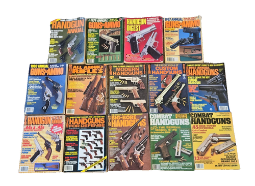 VINTAGE Guns & Ammo Books 1970s 1980s 1990s 14 pc lot, Most Handguns ...