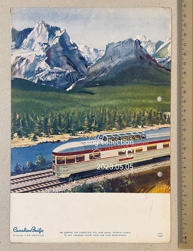 old Canadian Pacific Dining Car Service menu card Printed in Canada ...