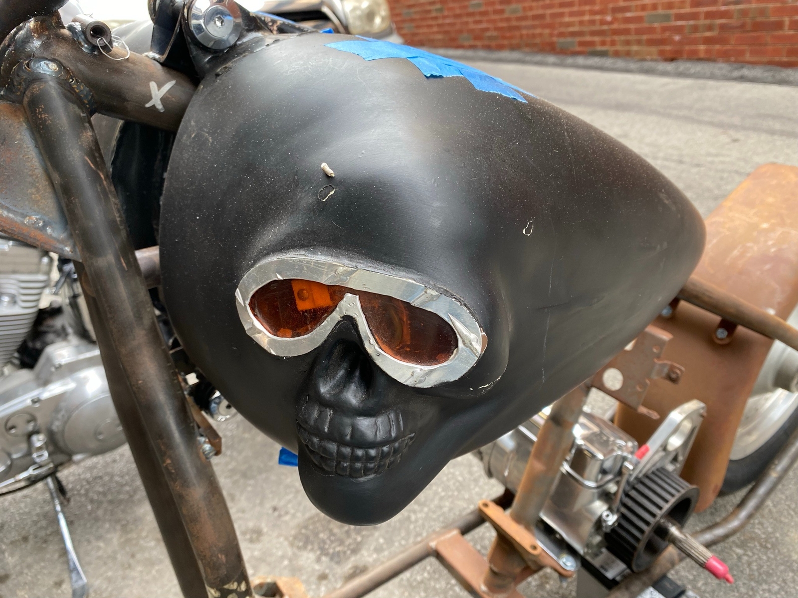 Custom Skull Face Gas Tanks Flatside Fatbob Harley Evo Chopper 1984-99 ...