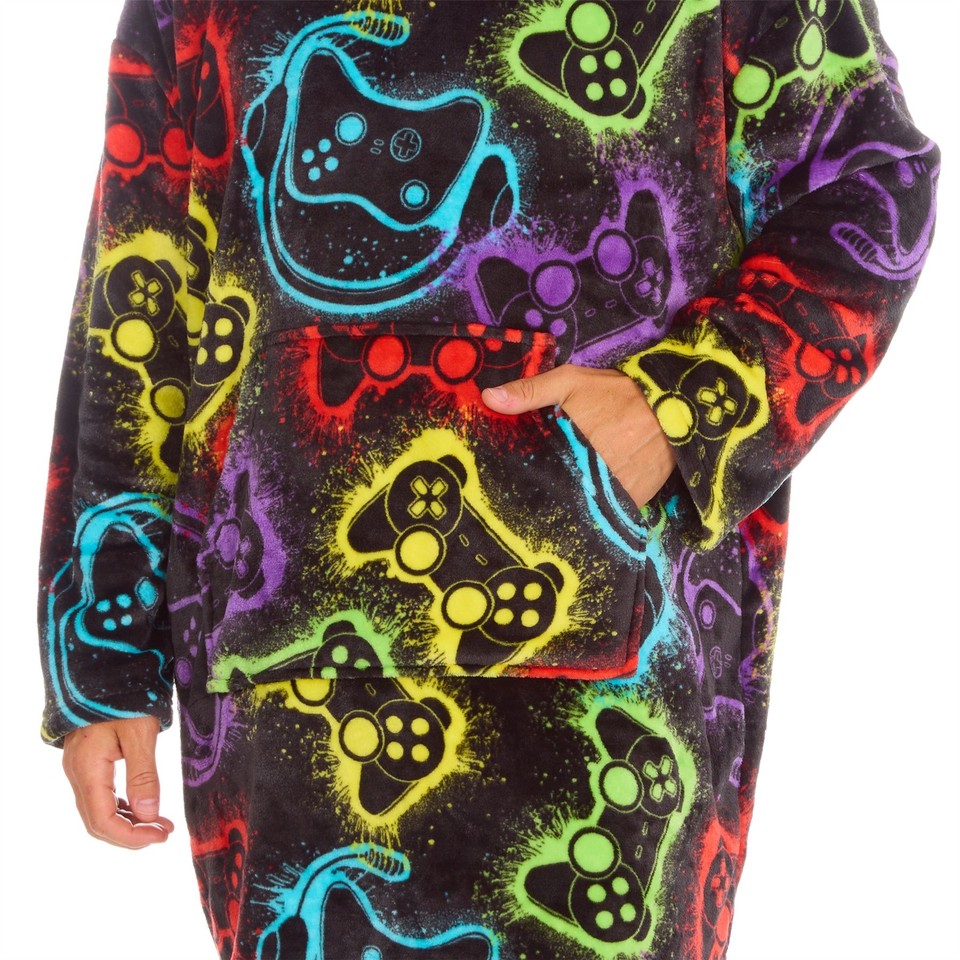 Mens Womens Oversized Hoodie Fleece Hooded Blanket Adult Gaming Gamer ...