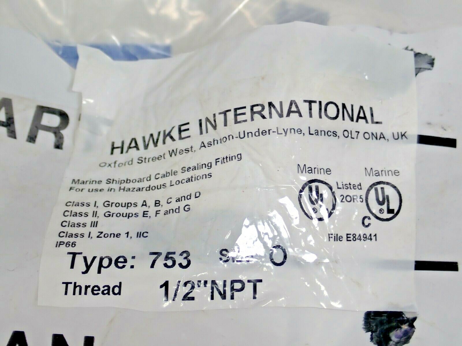 HAWKE TYPE 753 SIZE O 1/2" NPT MARINE SHIPBOARD CABLE SEALING FITTING ...