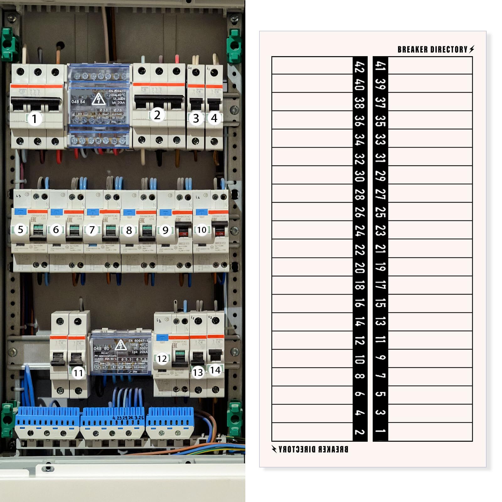 4 Sheets Breaker Panel Labels Electrical Box Sticker Numbers Reusable ...
