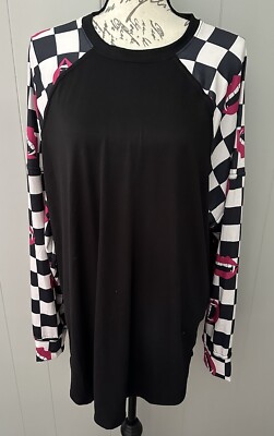 NEW RELEASE Lularoe Erin Long Sleeve Raglan Top 2XL Black White Checker ...
