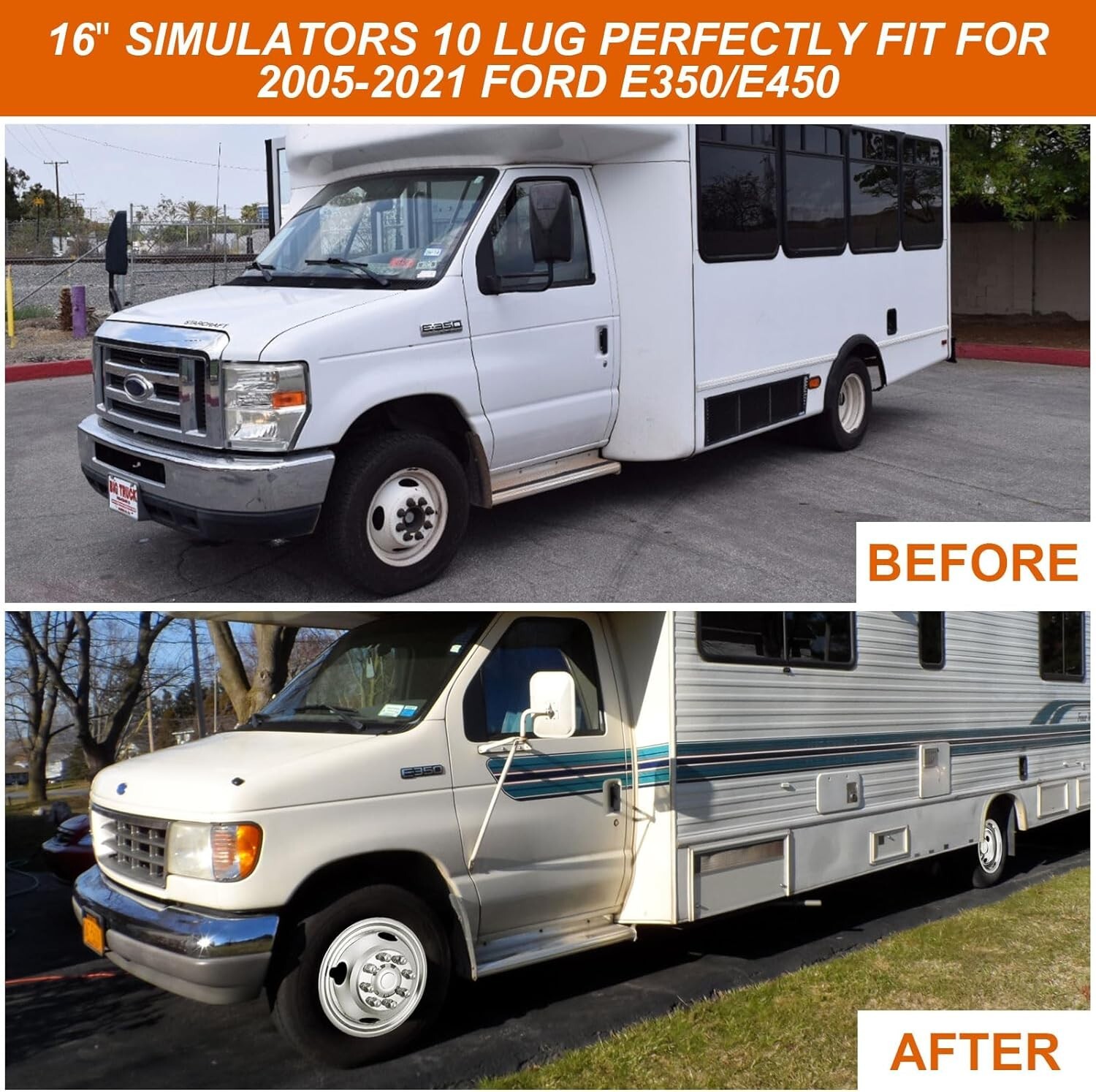 2008-2021 Ford E350/E450 Van 16" 8 Lug Dually Wheel Simulators Dually ...
