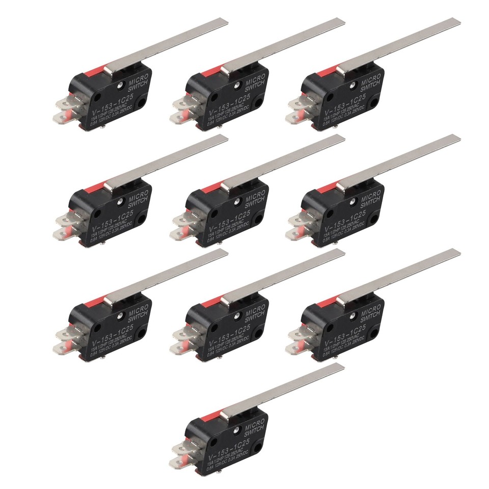 10pcs Limit Small Switch Long Straight Hinge Lever Type SPDT V-153-1C25 ...